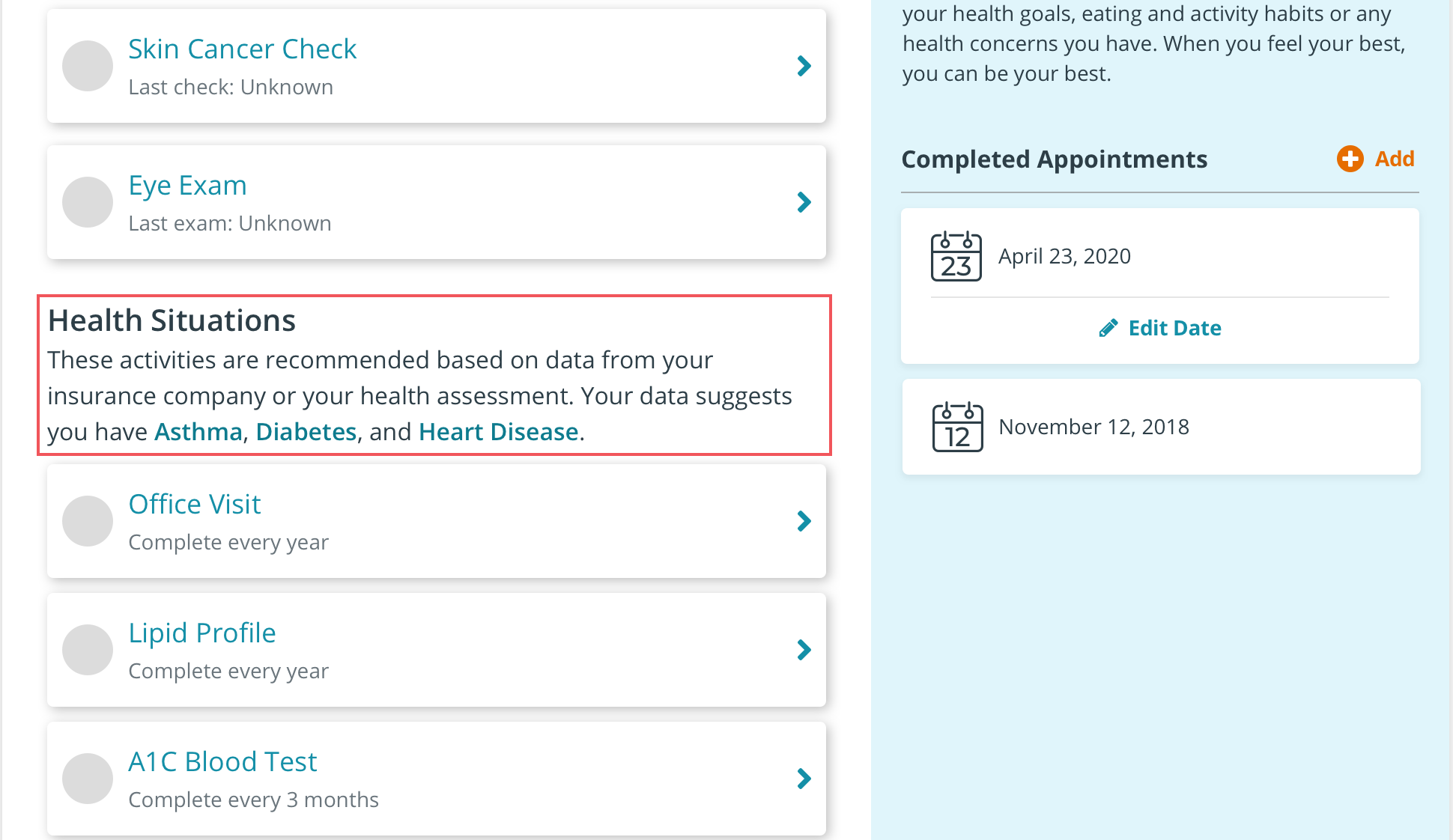 How to check Health Situations on My Care Checklist? – Cigna